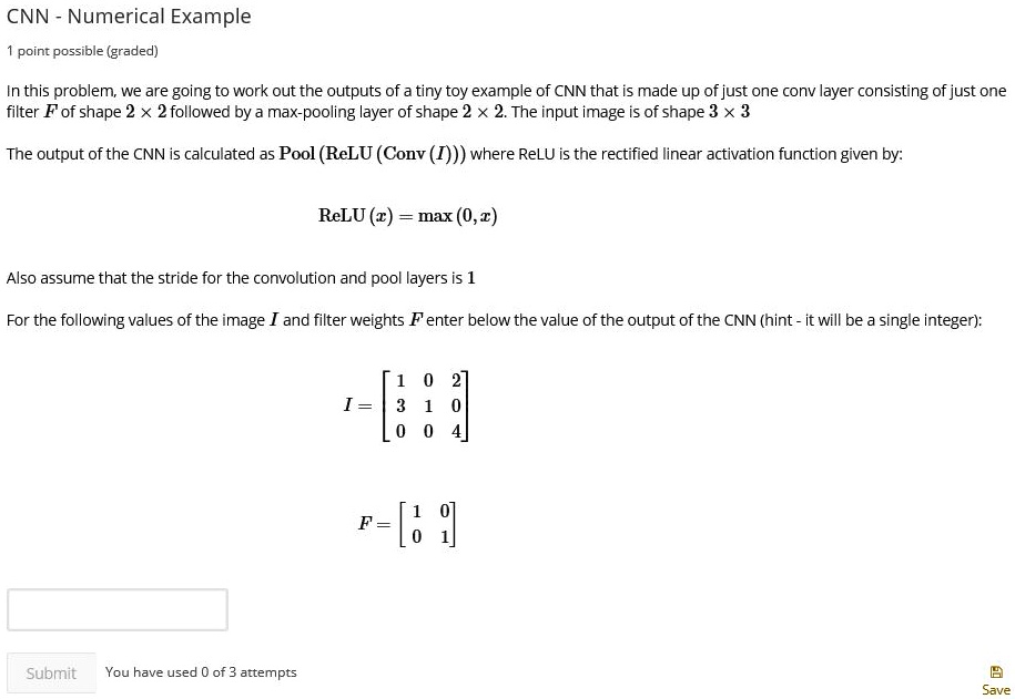cnn numerical example 1 point possiblegraded in this problemwe are ...