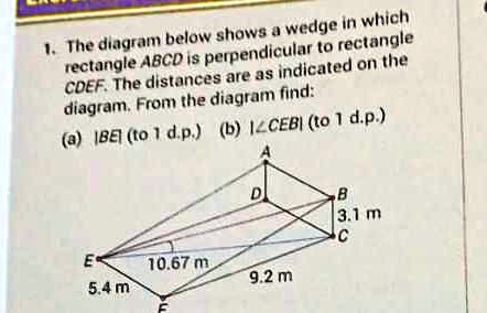 SOLVED: Texts: 1. The diagram below shows a wedge in which rectangle ABCD is perpendicular to ...