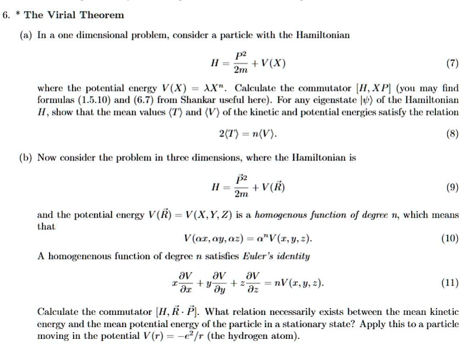6 the virial theorem ain a one dimensional problemconsider a particle ...