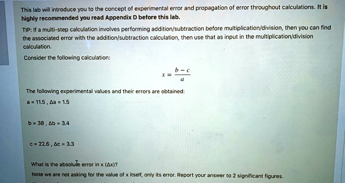 SOLVED: This lab will introduce you t0 the corcept e experimental error ...