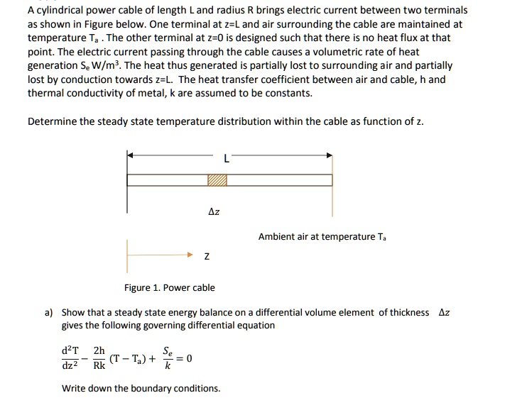 A cylindrical power cable of length L and radius R brings electric ...