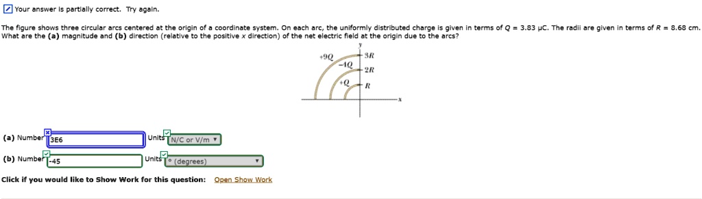 SOLVED: The figure shows three circular arcs centered at the origin of a coordinate system. On ...