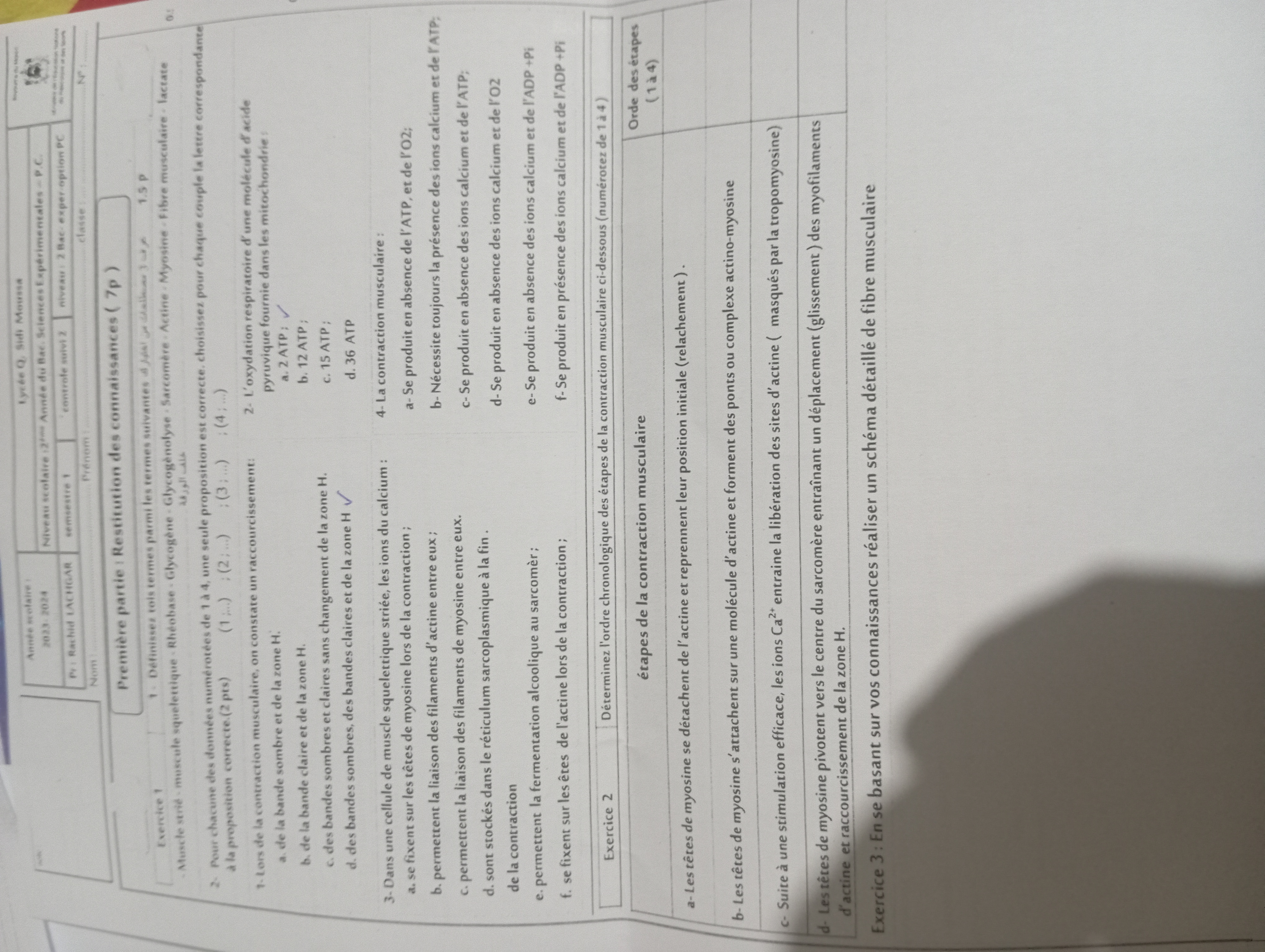 Première partie / Restitution des connaissances ( 7 p ) Exercice 3 : En ...