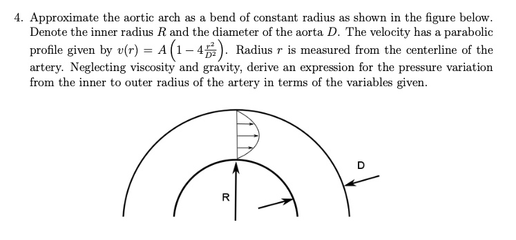 4 approximate the aortic arch as a bend of constant radius as shown in ...