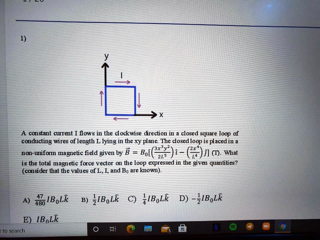 SOLVED:A constant crrent I flows in the clockwise direction in a closed square loop of ...