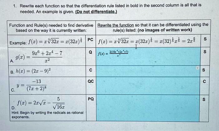 SOLVED: Please answer all the parts of this question! P = Product Rule ...