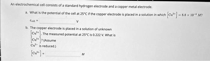 SOLVED: An electrochemical cell consists of a standard hydrogen ...