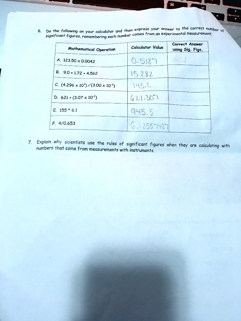 SOLVED: following then express Your answer to the correct number Do the Your calculator and ...