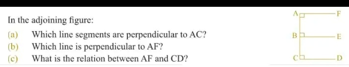 SOLVED: In the adjoining figure: Which line segments are perpendicular ...