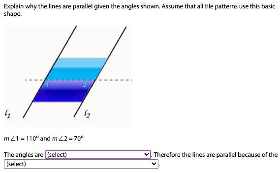 'Explain why the lines are parallel given the angles shown. Assume that ...