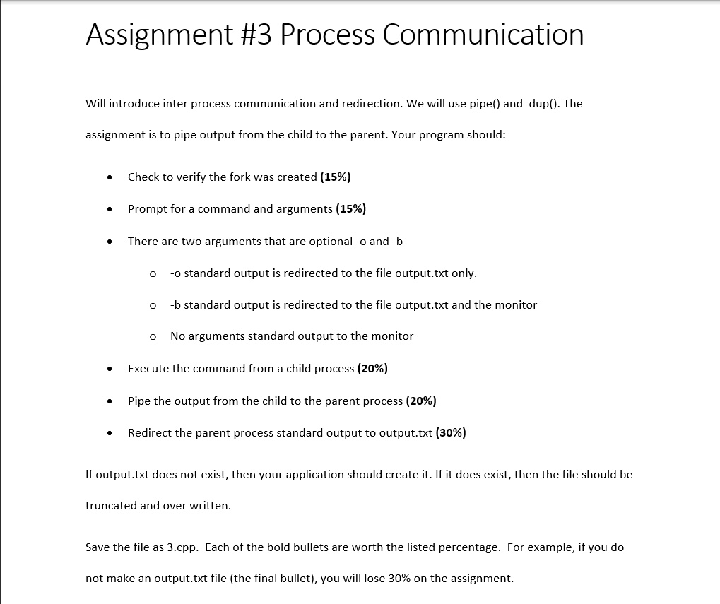In C++ plz Assignment #3 Process Communication Will introduce inter ...