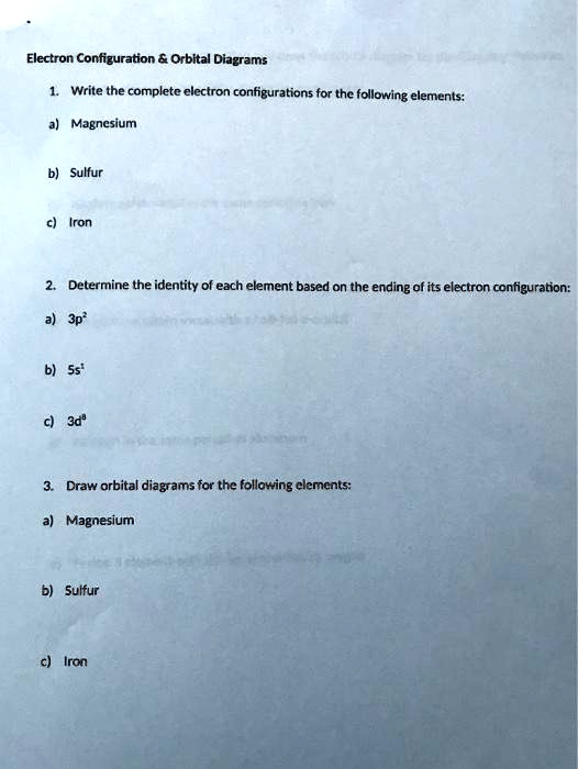 SOLVED: Electron Configuration Orbital Diagrams Write the complete ... SOLVED: Electron Configuration Orbital Diagrams Write the complete ...