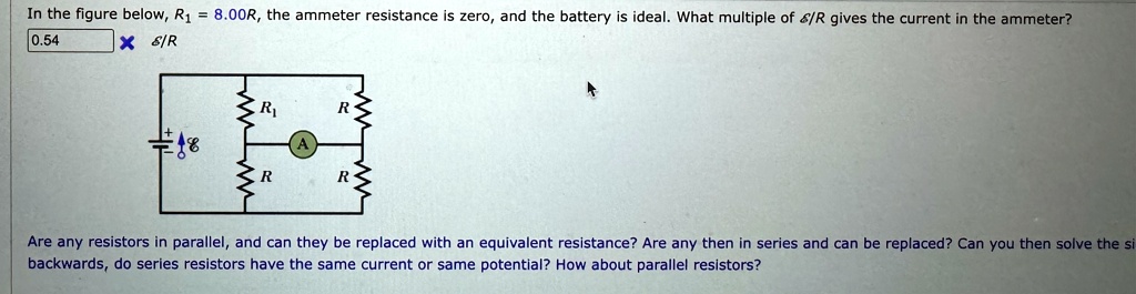 In the figure below, R(1)=8.00R, the ammeter resistance is zero, and the battery is ideal. What ...