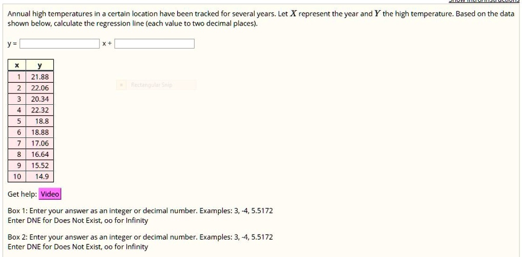 SOLVED: Annual high temperatures in certain location have been tracked ...