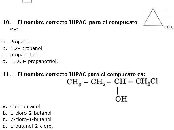 SOLVED: el nombre correcto IUPAC para los compuestos: 10 El nombre ...
