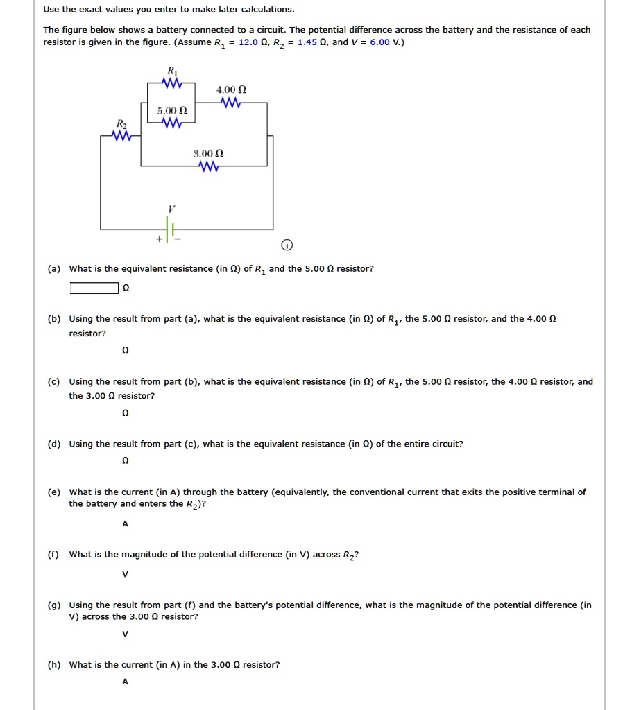SOLVED: The figure below shows a battery connected to a circuit. The potential difference across ...
