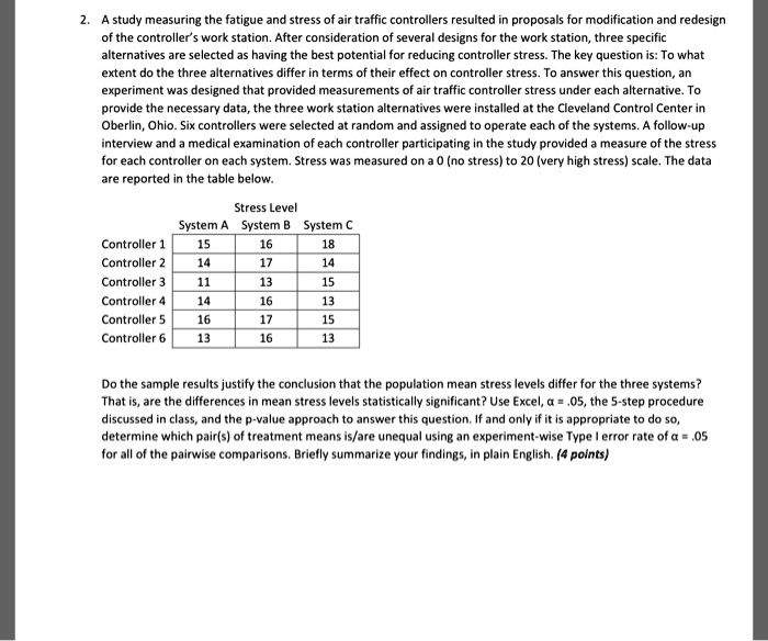 SOLVED: Study measuring the fatigue and stress of air traffic ...