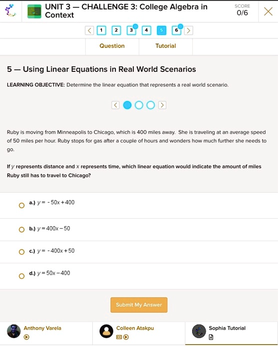 unit 3 challenge 3 college algebra in context score 06 question ...