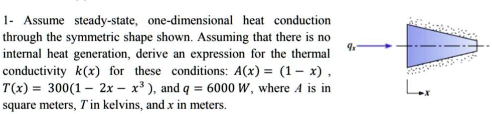 SOLVED: 1 - Assume steady-state, one-dimensional heat conduction ...