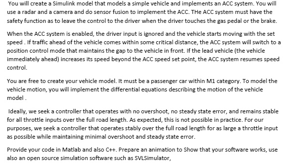 You will create a Simulink model that models a simple vehicle and ...