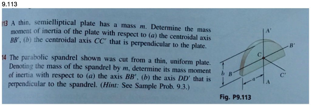 SOLVED: It's a semi-elliptical plate. 9.113 A B 14 The parabolic ...