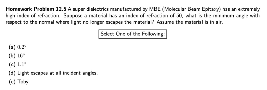 homework problem 125 a super dielectrics manufactured by mbe molecular ...