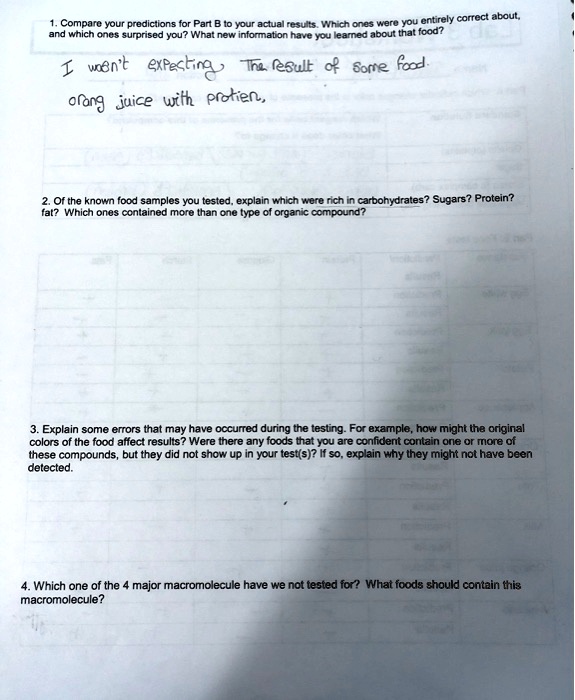 SOLVED: Compare your predictions for Part to your actual results. Which ...