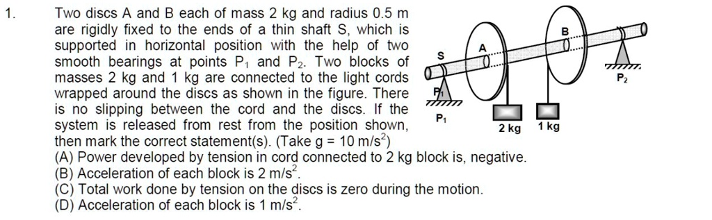 1. Two discs A and B each of mass 2 kg and radius 0.5 m are rigidly ...