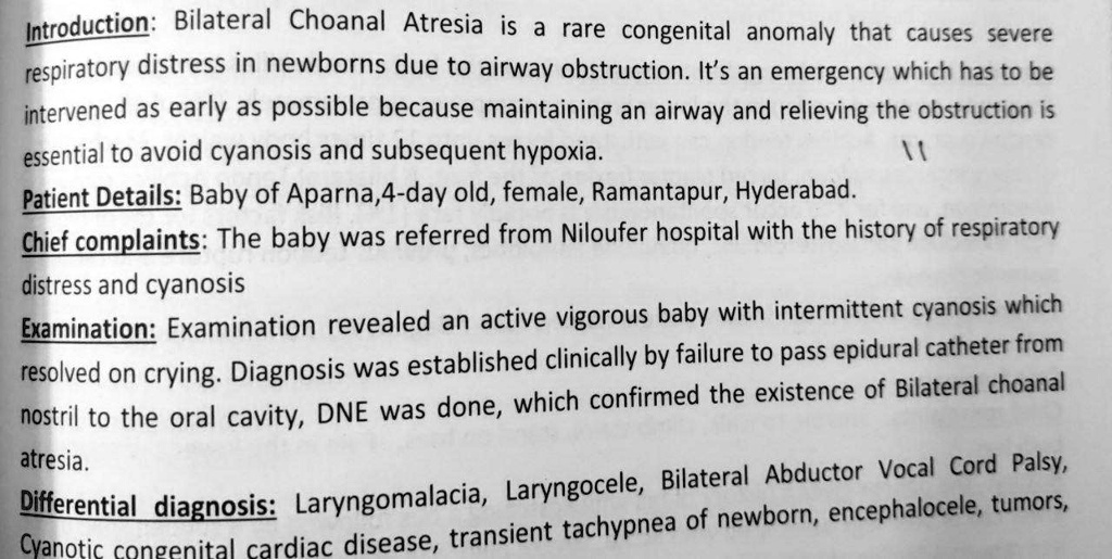differential diagnosis introduction bilateral choanal atresia is rare ...