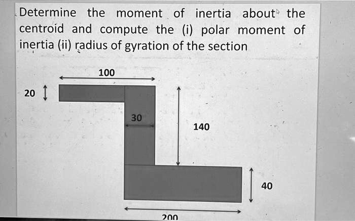 Determine the moment of inertia about the centroid and compute the (i) polar moment of inertia ...