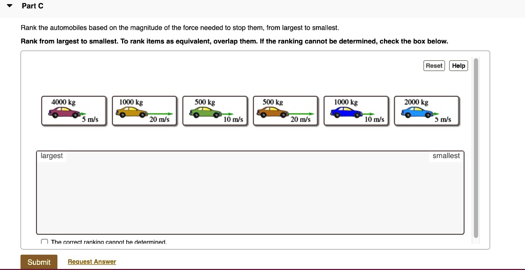 SOLVED: Part C Rank the automobiles based on the magnitude of the force ... SOLVED: Part C Rank the automobiles based on the magnitude of the force ...