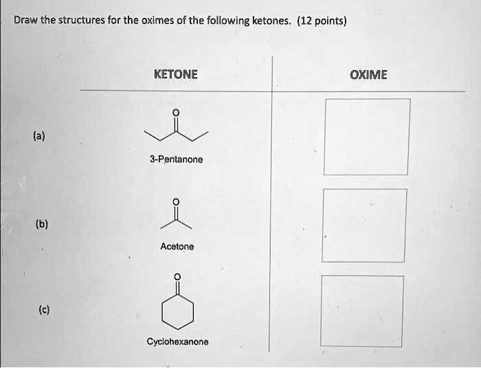SOLVED: Draw the structures for the oximes of the following ketones ...