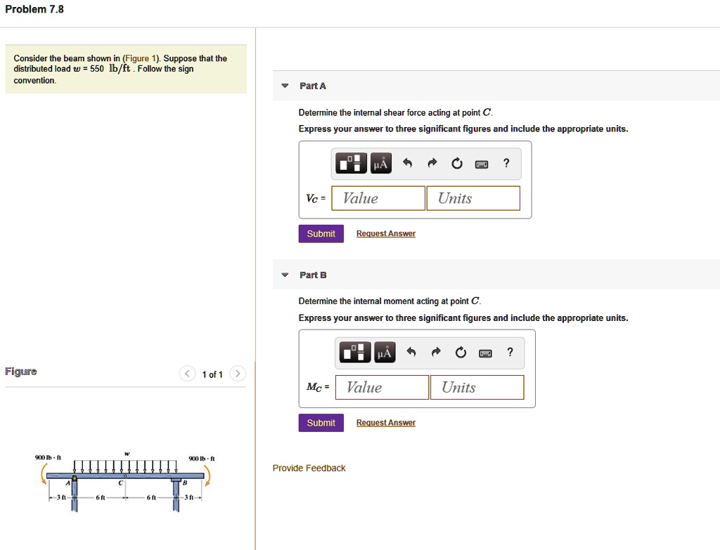 SOLVED: Problem 7.8 Consider the beam shown in (Figure 1). Suppose that the distributed load w ...