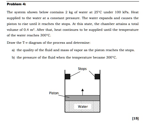 SOLVED: undefined Problem 4: The system shown below contains 2 kg of water at 25C under 100 kPa ...