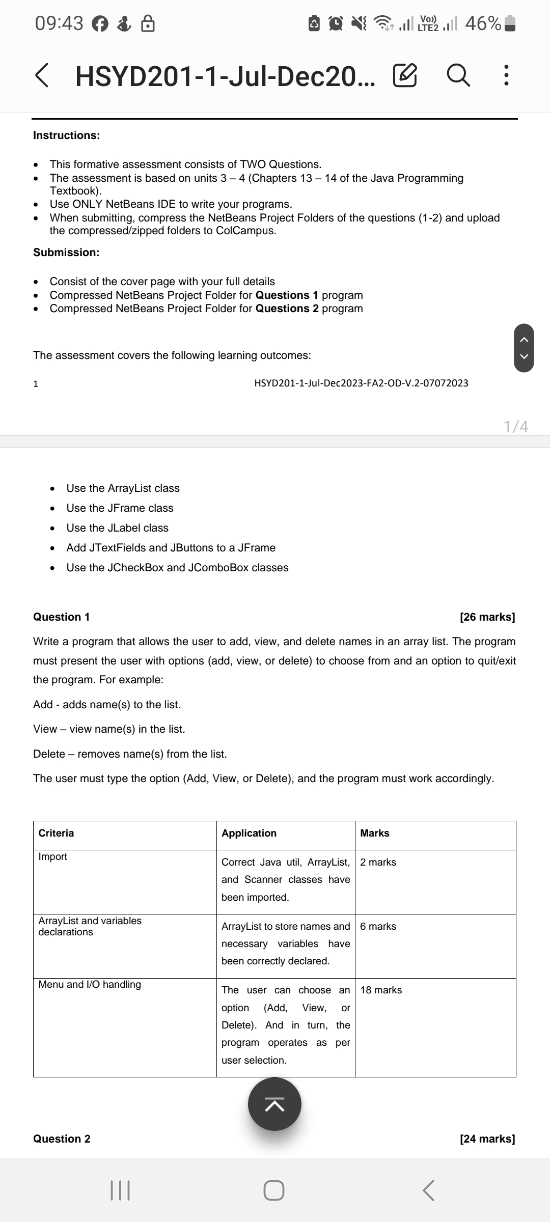 0943 4 hsyd201 1 jul dec20 instructions this formative assessment consists of two questions the ...
