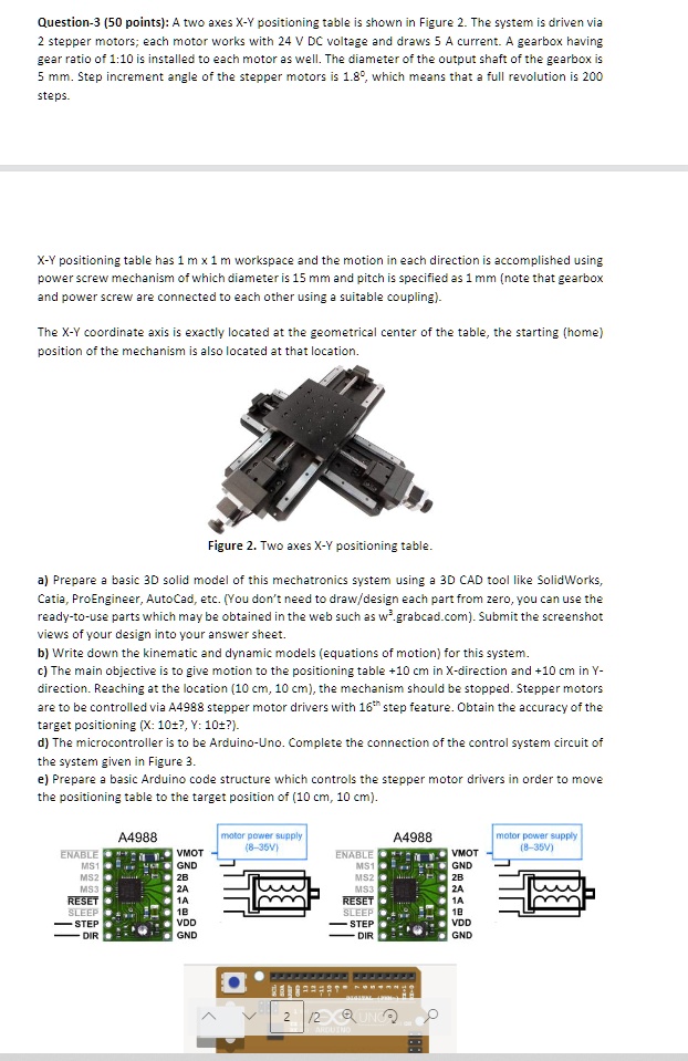 SOLVED: Question-3 (50 points): A two-axis X-Y positioning table is ...