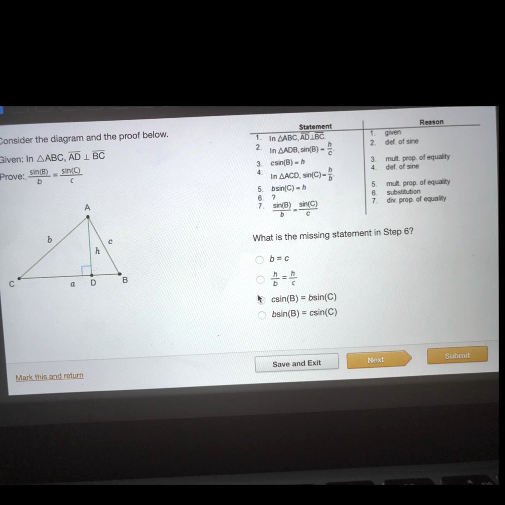 Solved What Is The Missing Statement In Step 6 H E L P ‘ Reason