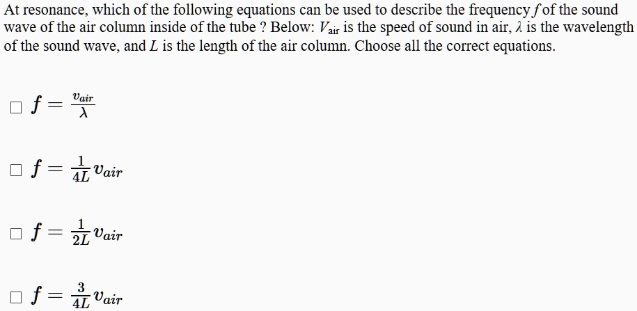 SOLVED: At resonance, which of the following equations can be used to ...