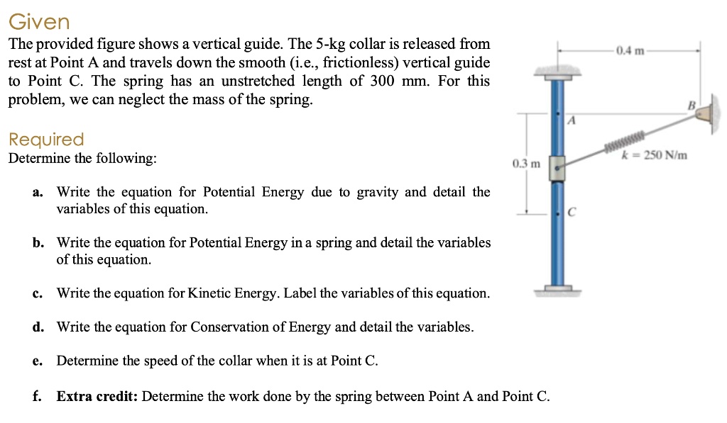 SOLVED: Given The provided figure shows a vertical guide. The 5-kg collar is released from rest ...