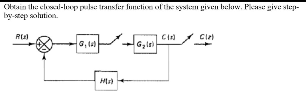 SOLVED: subject : discrete control system Obtain the closed-loop pulse ... SOLVED: subject : discrete control system Obtain the closed-loop pulse ...
