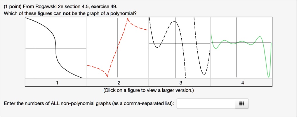 SOLVED: point) From Rogawski 2e section 4.5, exercise 49. Which of these figures can not be the ...