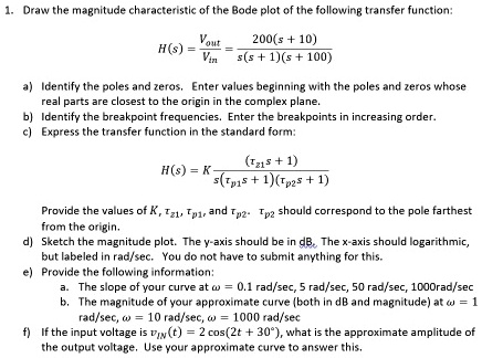 SOLVED: Draw the magnitude characteristic of the Bode plot of the ...