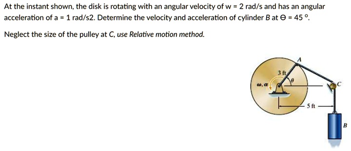 Solved At The Instant Shown The Disk Is Rotating With An Angular Velocity Of ω 2 Rads And