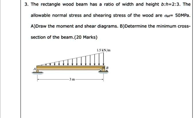 3. The rectangle wood beam has a ratio of width and height b:h=2:3. The ...