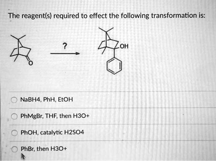 SOLVED: The reagent(s) required to effect the following transformation ...