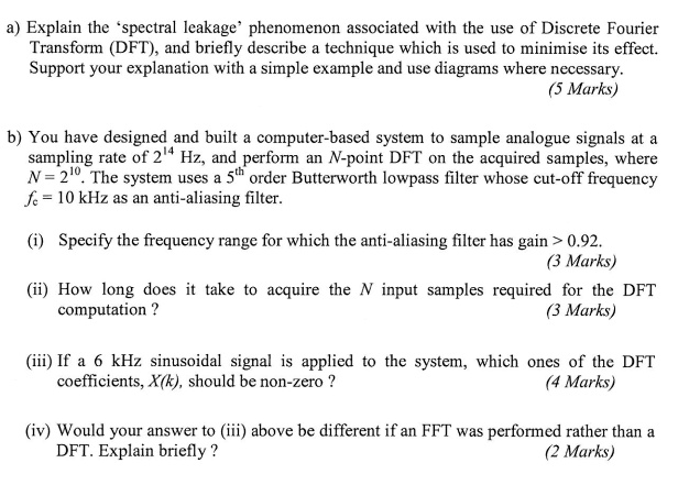 SOLVED: a Explain the spectral leakage phenomenon associated with the ...