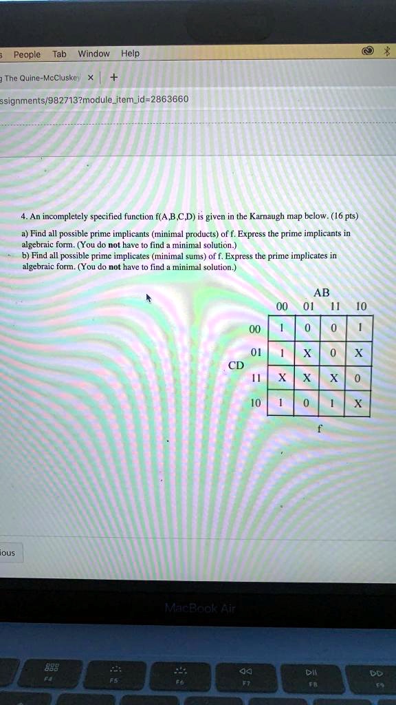 Solved Peopletab Windowhelp The Quine Mccluskey Algorithm Assignments982713moduleitemid 