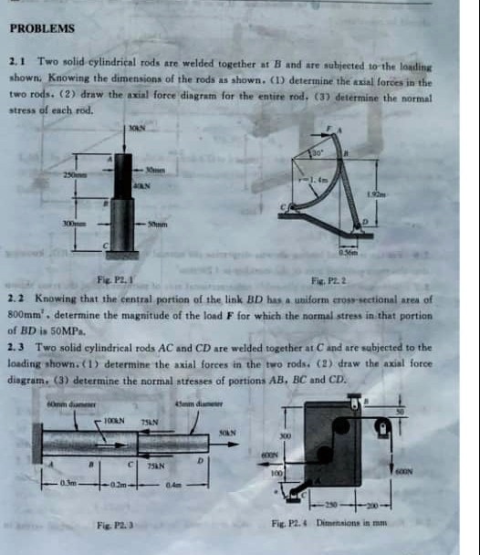 SOLVED: PROBLEMS 2.1 Two solid cylindrical rods are welded together at ...