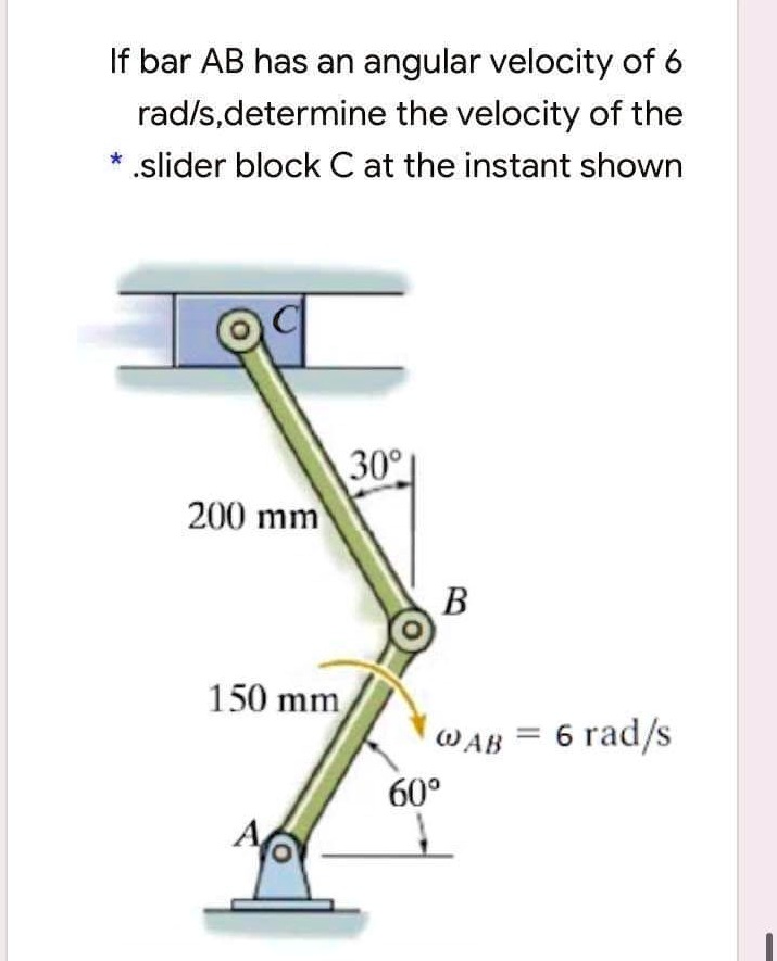 If bar AB has an angular velocity of 6 rad/s,determine the velocity of the .slider block C at ...