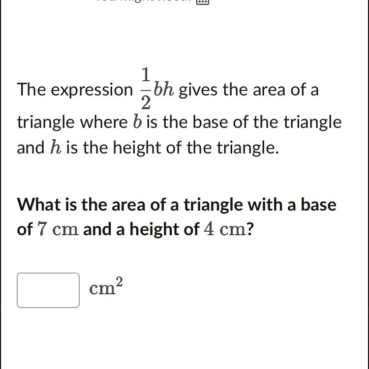 SOLVED: 'I need help answering The expression bh gives the area of a 2 ...